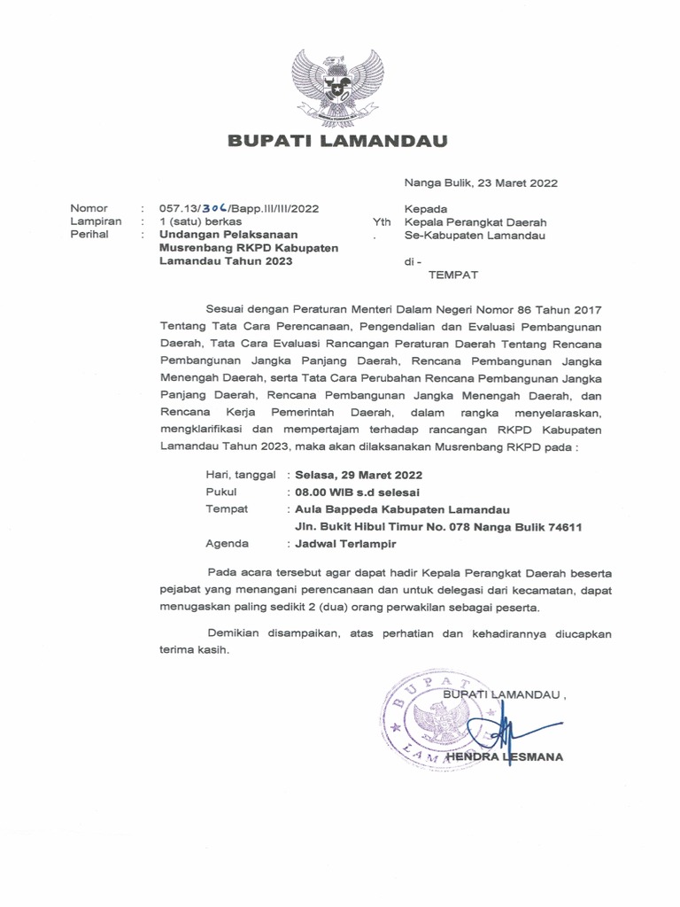 Surat Undangan Musrenbang | PDF