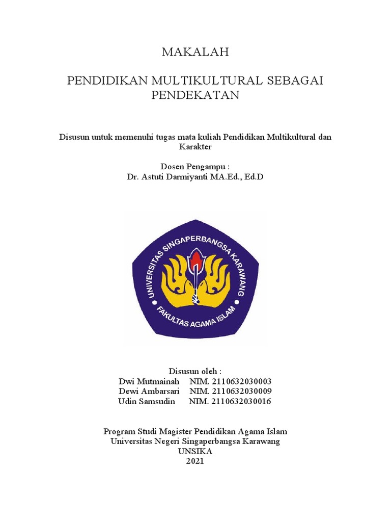 MAKALAH Pendidikan Multikultural | PDF | Agama & Spiritualitas