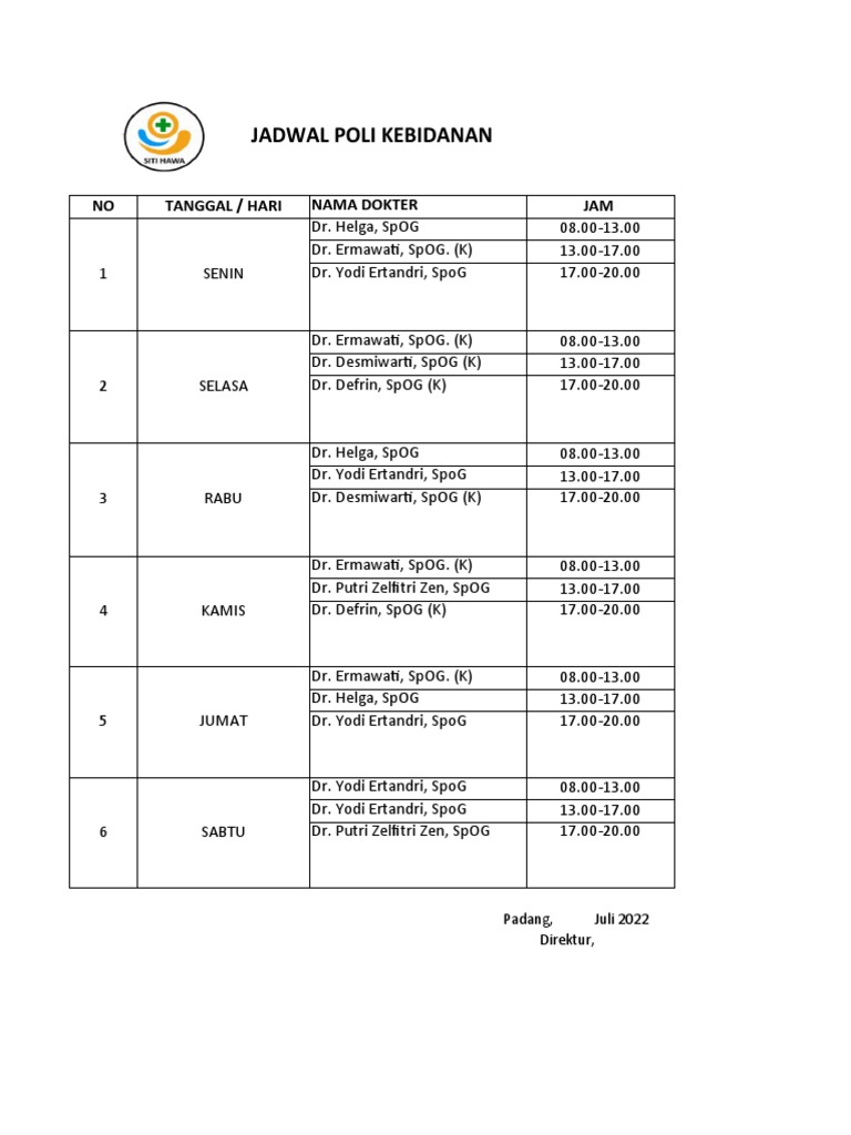 Jadwal Poli Kebidanan Dan Anak | PDF
