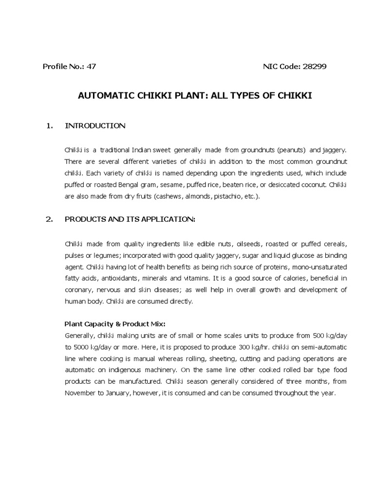 Automatic Chikki Plant All Types of Chikki | PDF | Foods | Peanuts
