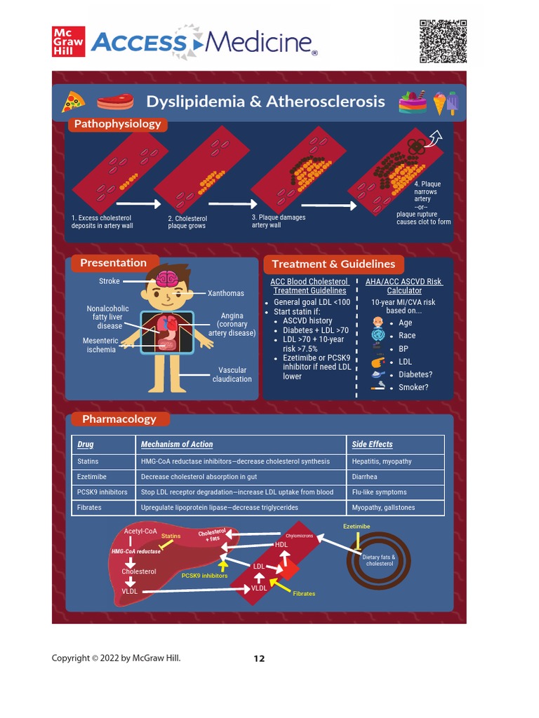 Dylipidemia and Atherosclerosis Infographic | PDF | Cholesterol | Statin