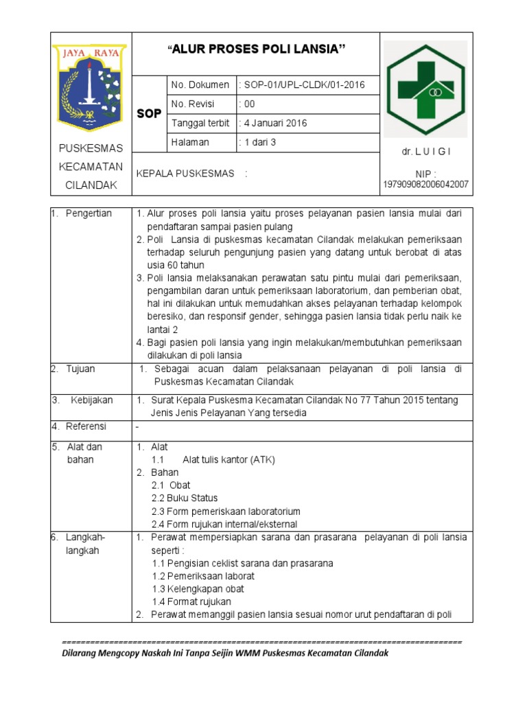 Sop Alur Proses Poli Lansia | PDF