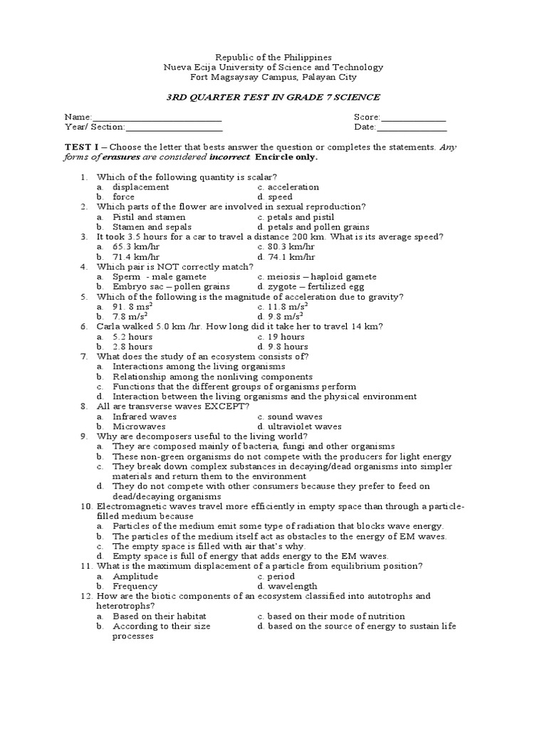 Grade 7 Science 3rd Quarter 2018 Jan Pdf Waves Electromagnetic