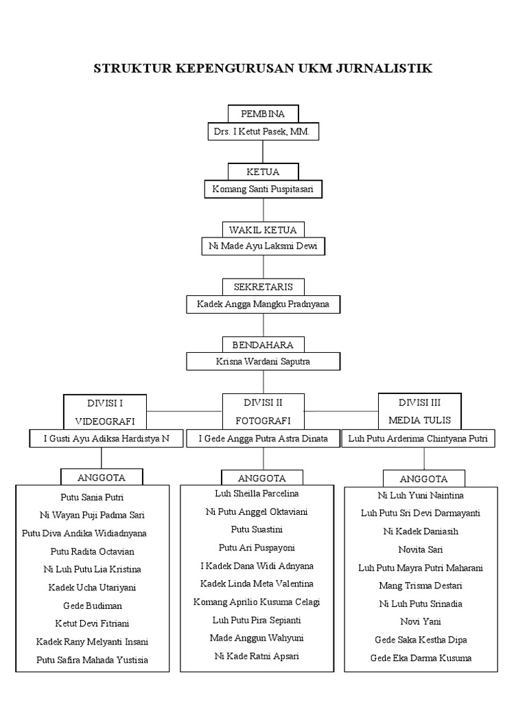 Struktur Kepengurusan Ukm Jurnalistik | PDF
