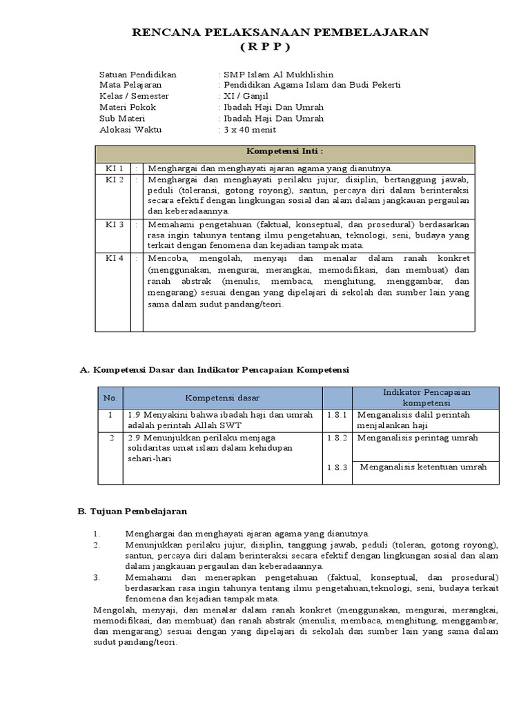 RPP Naik Haji | PDF | Karier & Perkembangan | Ilmu Sosial