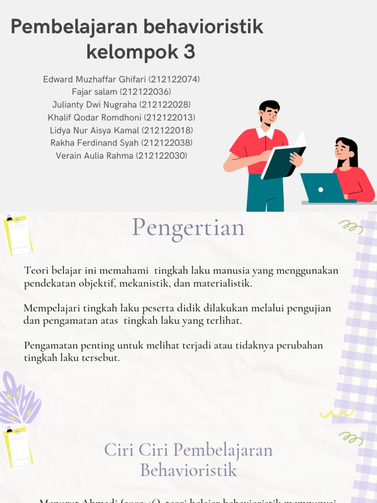 Teori Belajar Memahami Tingkah Laku Manusia Yang Menggunakan Pendekatan ...