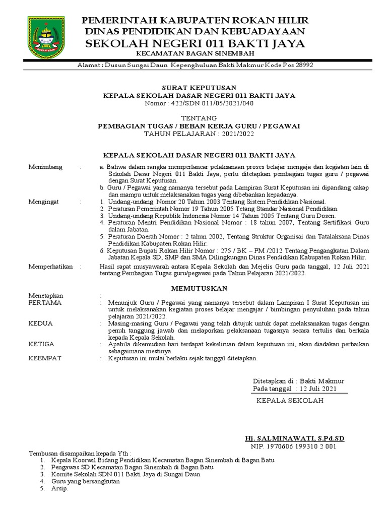 SK Beban Tugas | PDF