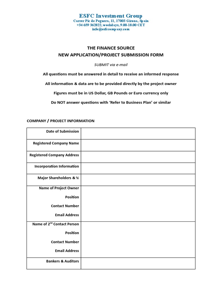 ESFC Investment Group Project Submission Guide | PDF