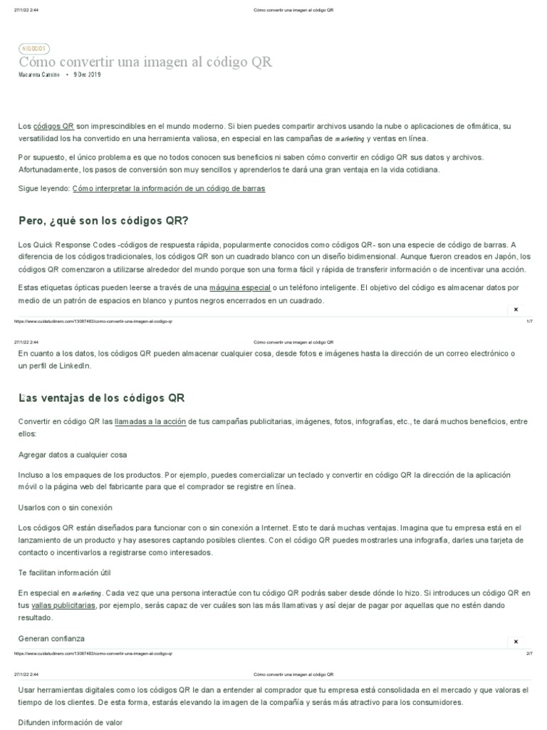 Cómo Convertir Una Imagen Al Código QR | PDF | Código QR | Código ...