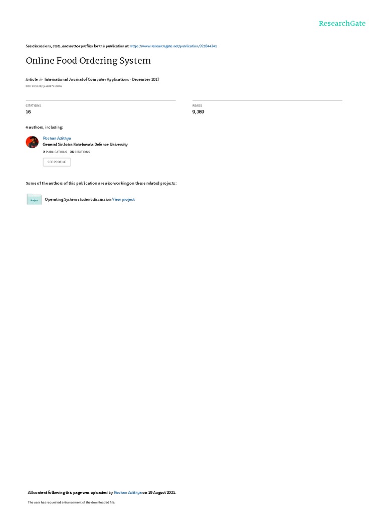 Online Food Ordering System Pdf Android Operating System Tablet