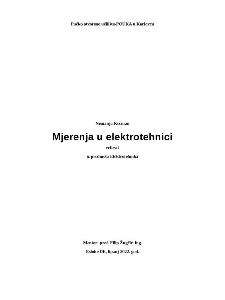 Mjerenja U Elektrotehnici | PDF