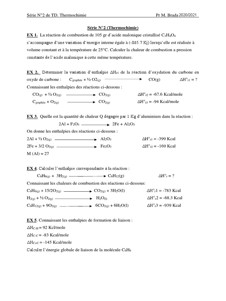 TD2+Solution Thermodynamique Et Chimie Des Solutions | PDF | Chimie | Chimie physique