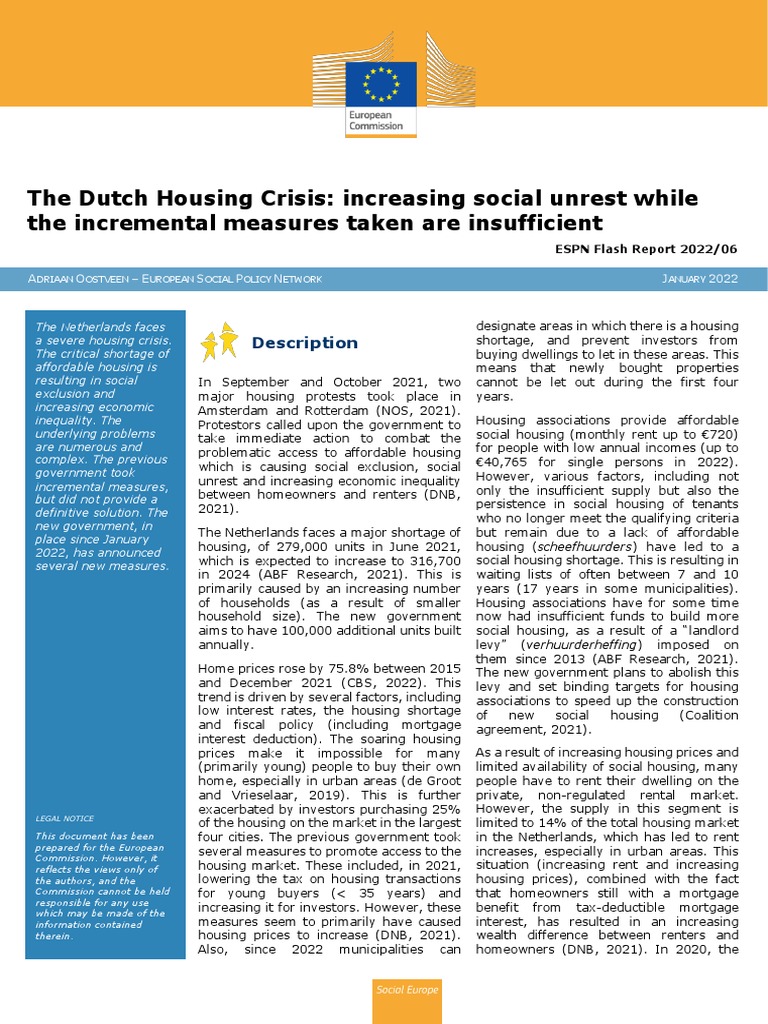 Dutch Housing Crisis and Protests 2022 | PDF | Public Housing | Real ...