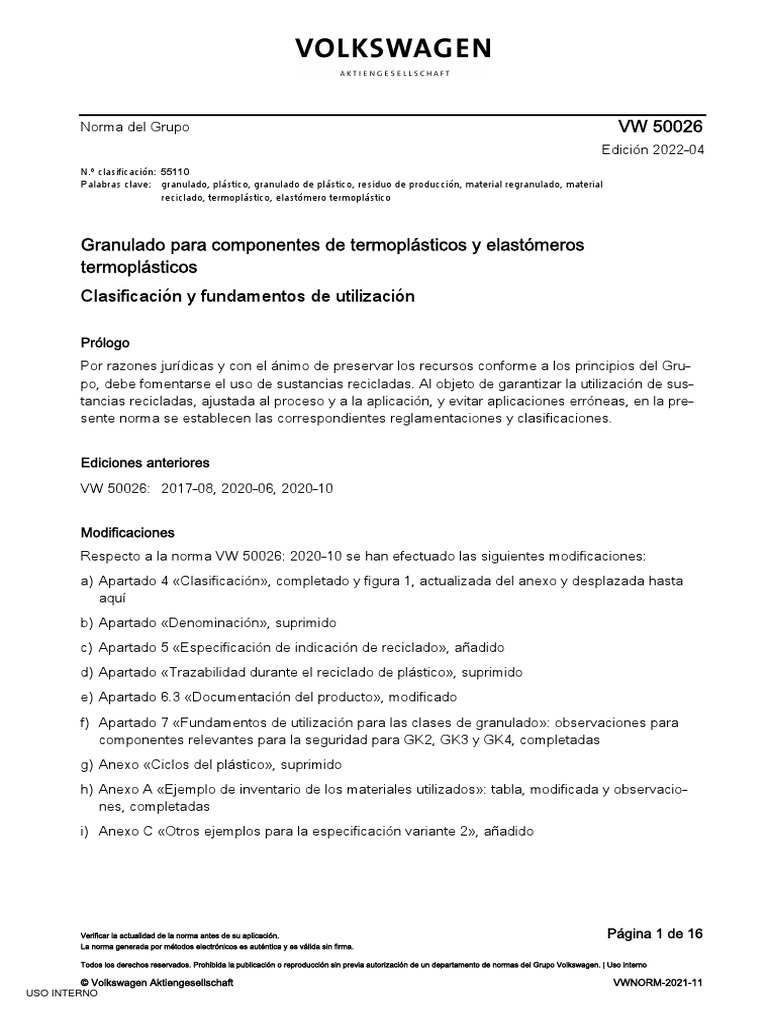 VW 50026 Es | PDF | Reciclaje | El plastico