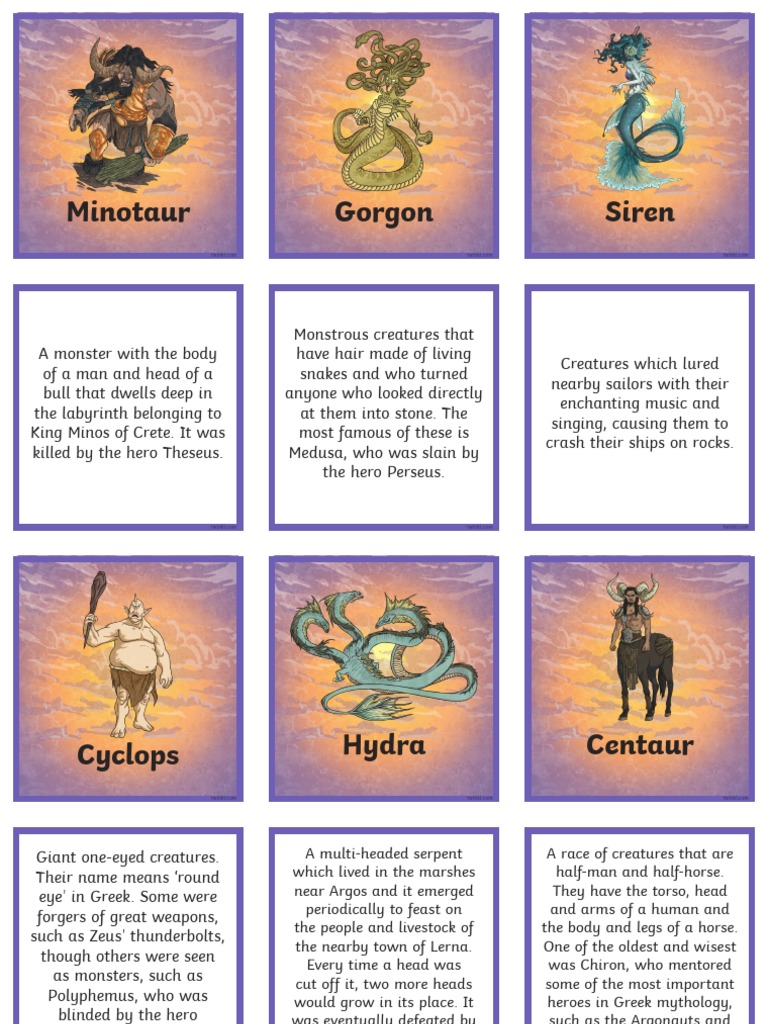 t2 H 6010 Ancient Greek Mythological Creatures Matching Cards - Ver - 3 ...