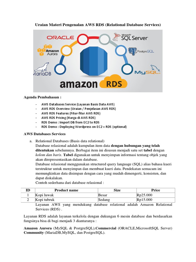 Uraian Materi Pengenalan AWS RDS | PDF | Komputer | Teknologi & Rekayasa