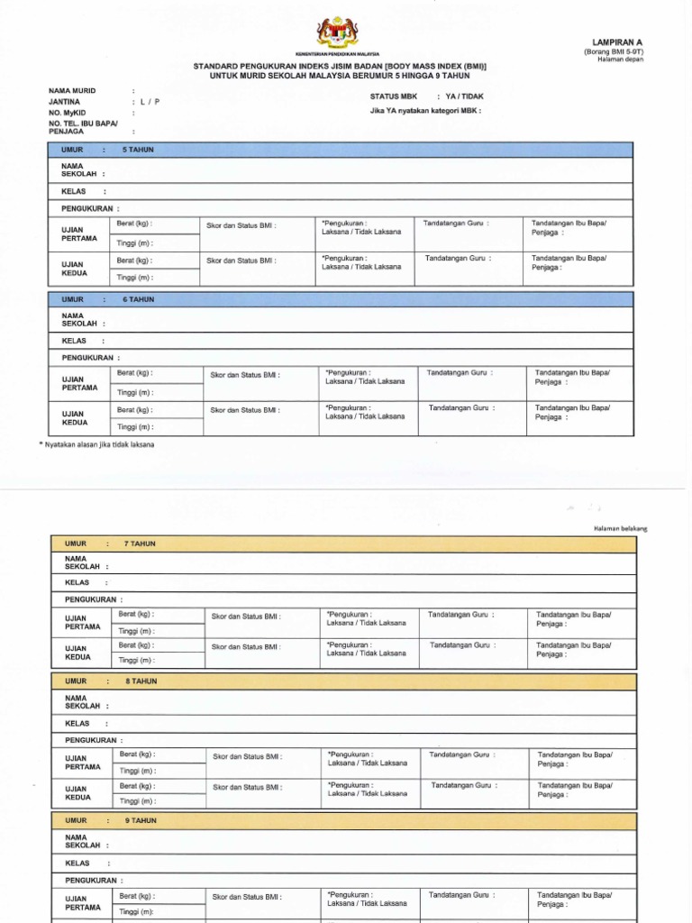 Lampiran A - Borang BMI 5-9T | PDF