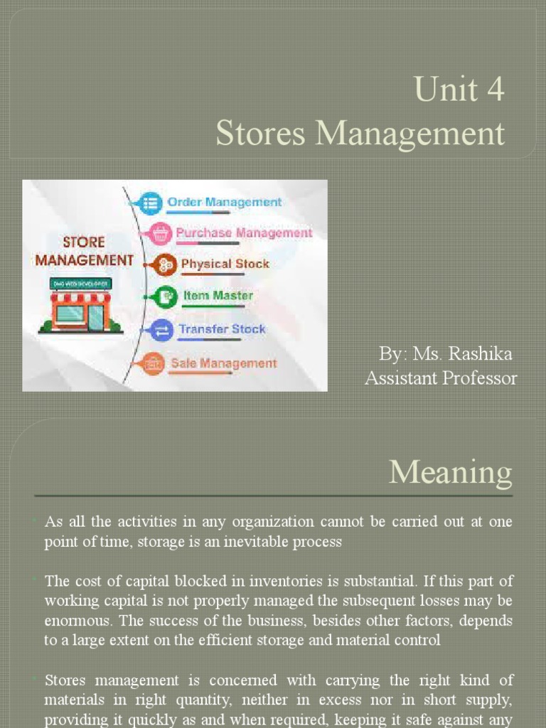 Unit 4 - PMM | PDF | Inventory | Warehouse