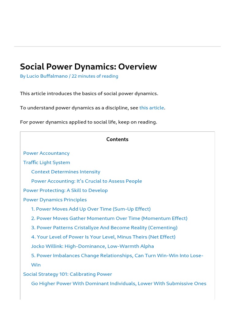 The Power Moves - Social Power Dynamics Overview Power Dynamic | PDF ... The Power Moves - Social Power Dynamics Overview Power Dynamic | PDF ...