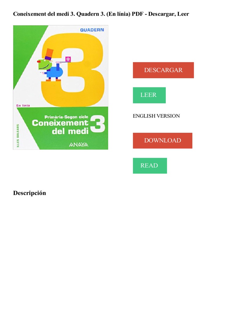 Coneixement Del Medi 3. Quadern 3. (En Línia) PDF - Descargar, Leer DESCARGAR LEER ENGLISH ...