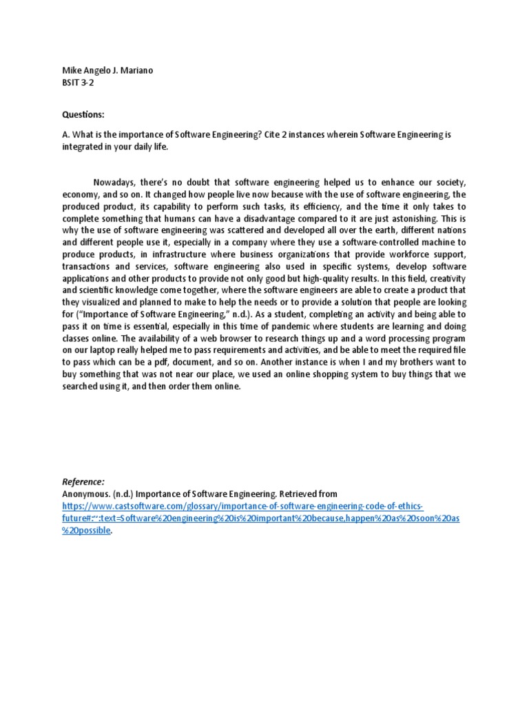 Software Engihneering Essay | PDF | Software Engineering | Engineer