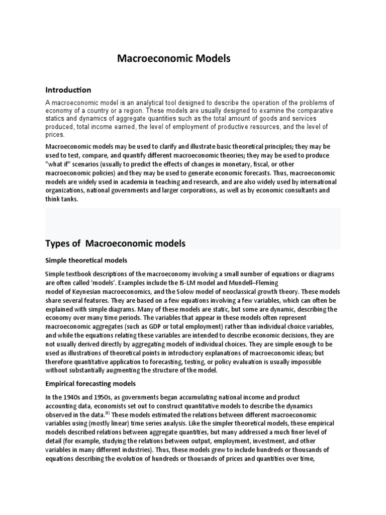 Macroeconomic Models | Download Free PDF | Macroeconomics | Phillips Curve