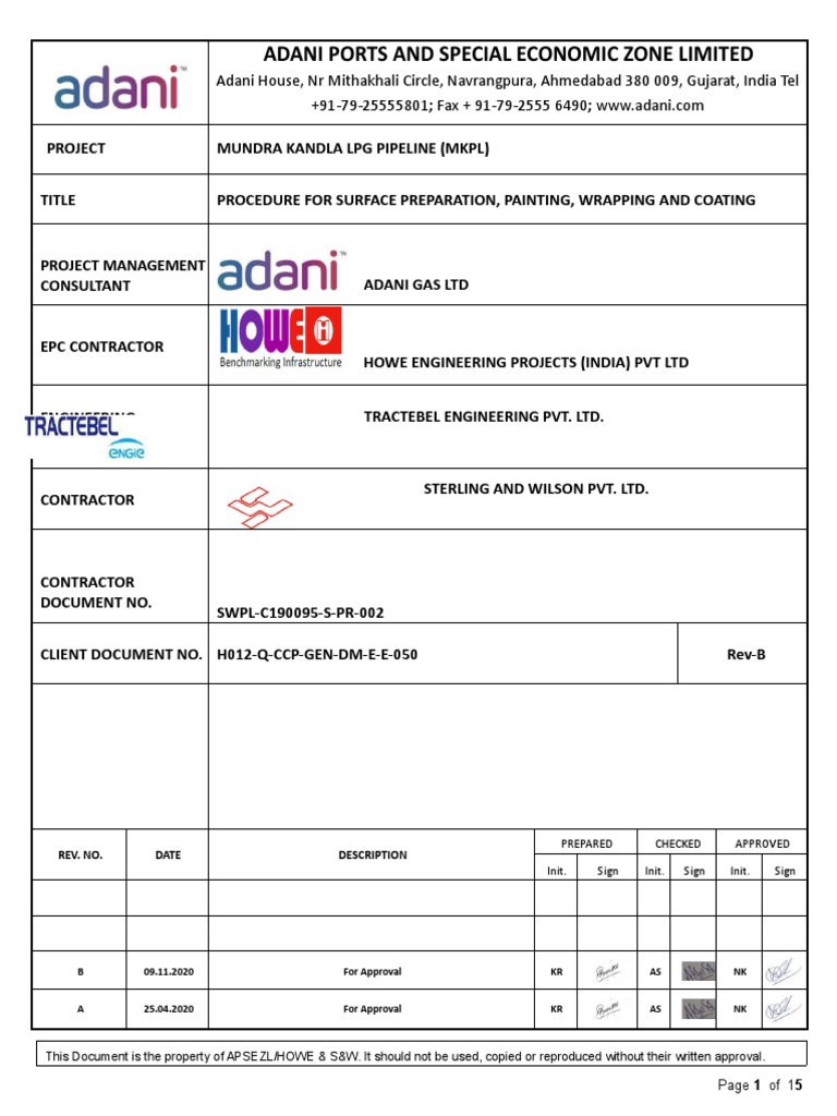Procedure-Surface Preparation, Painting, Wrapping & Coating | PDF | Paint | Epoxy