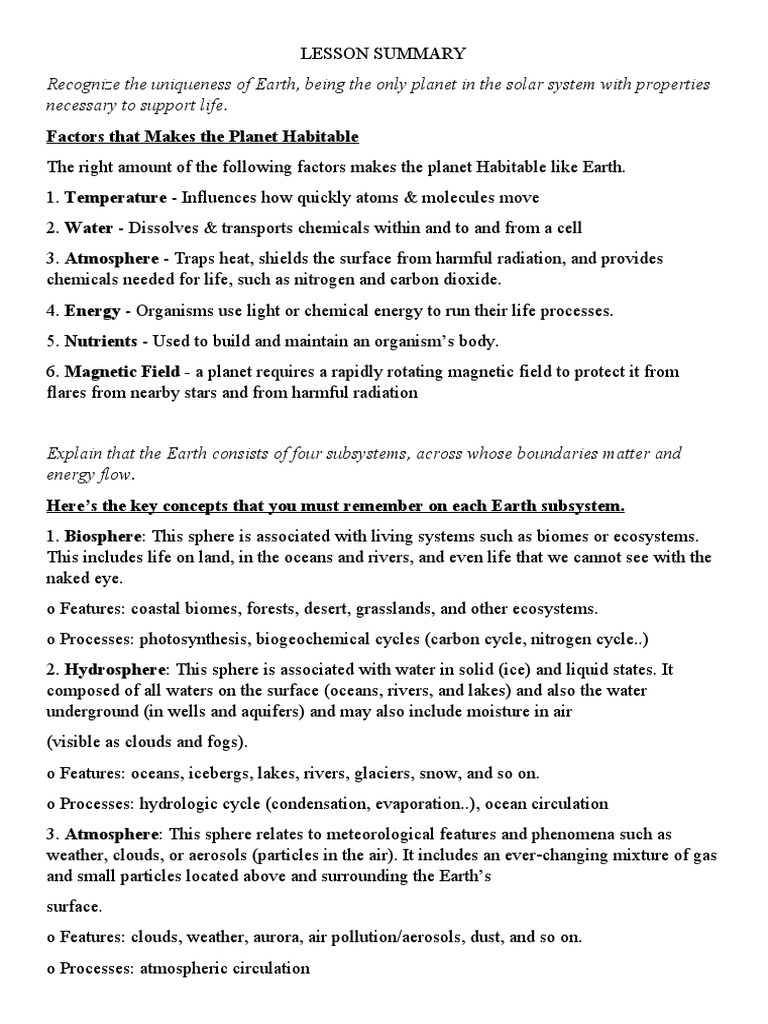 Summary Guide in Earth Science | PDF | Minerals | Rock (Geology)
