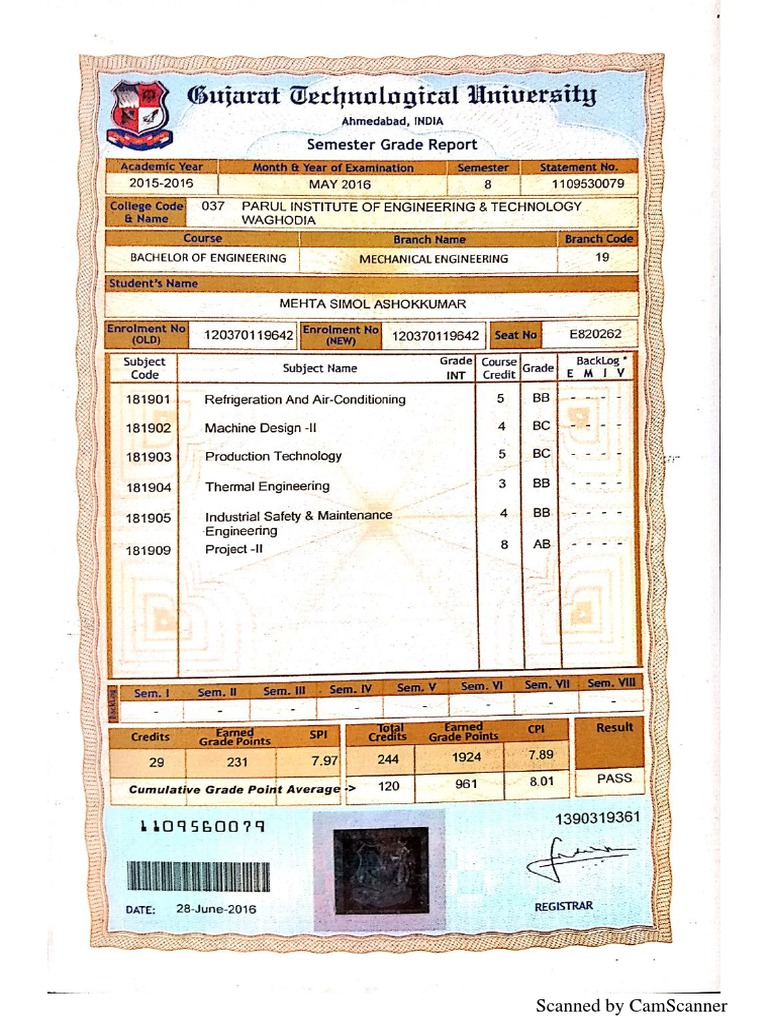 Mechanical Marksheets | PDF