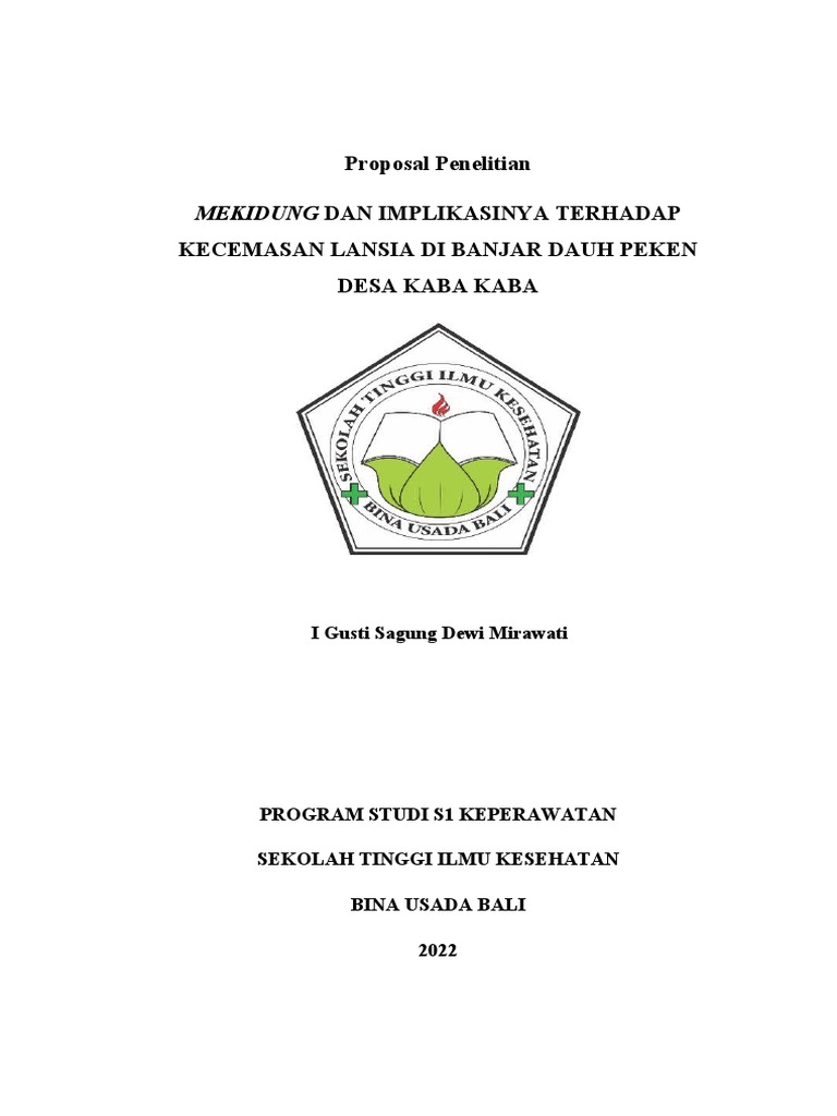 Mekidung Dan Kecemasan Lansia Di Banjar Dauh Peken Kaba 2 | PDF