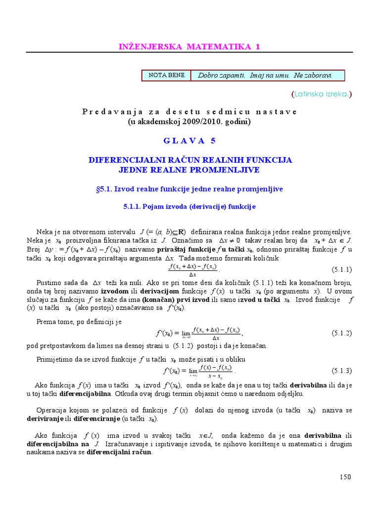 Diferencijalni Racun Realnih Funkcija Jedne Promenljive | PDF