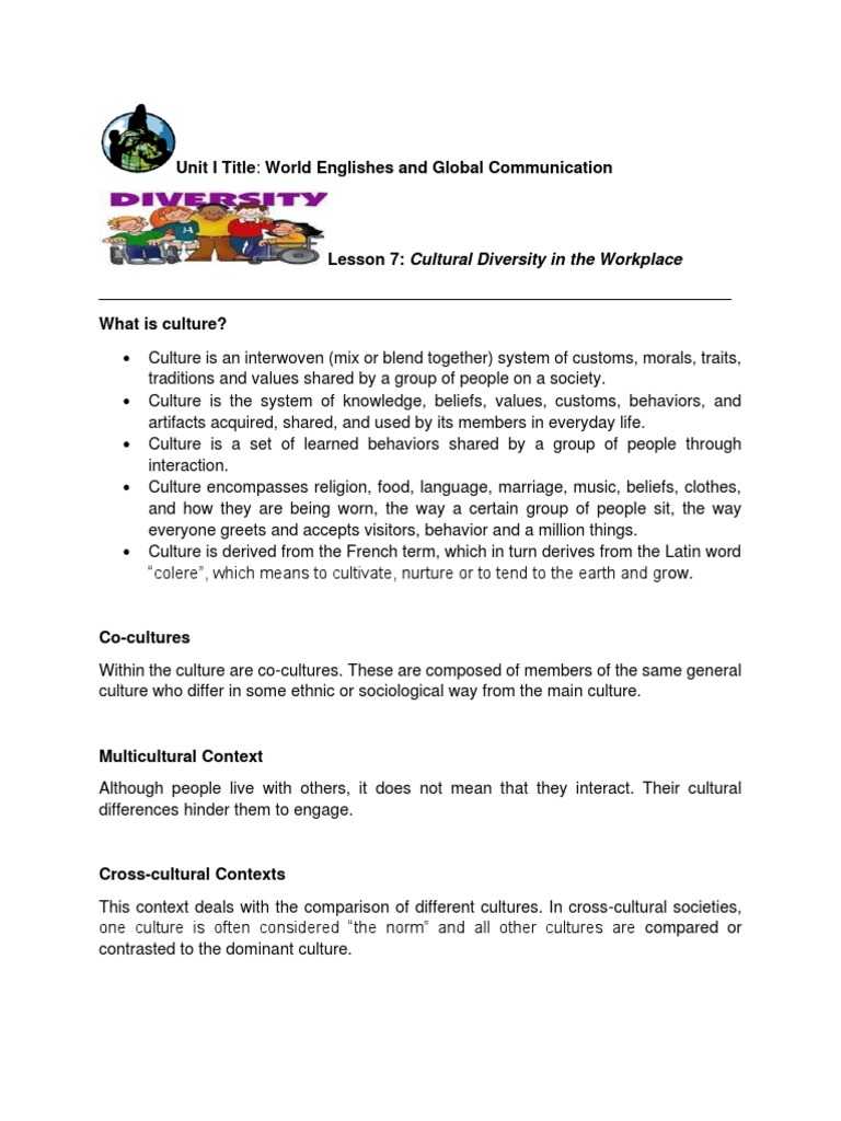 Lesson 7 Cultural Diversity in The Workplace | PDF | Social Science ...