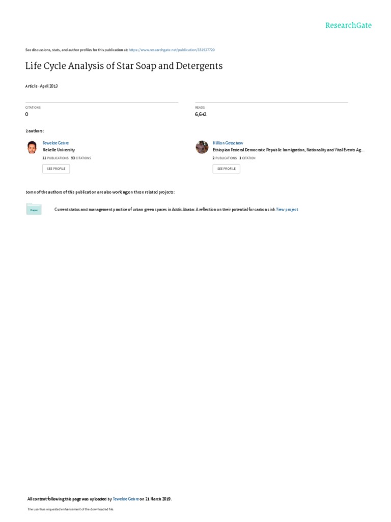 Life Cycle Assessment of Soap and Detergents | PDF | Life Cycle ...