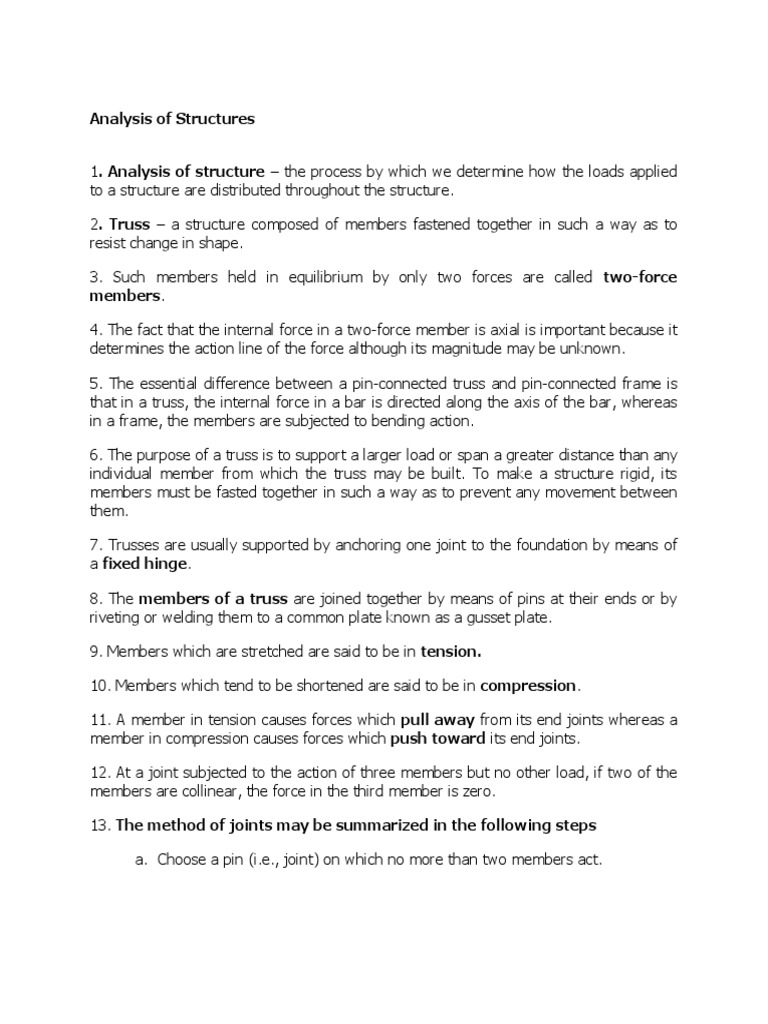Analysis of Structures | PDF | Truss | Force