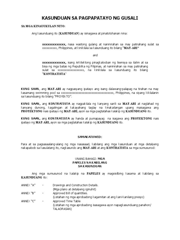 Construction Contract - Filipino | PDF