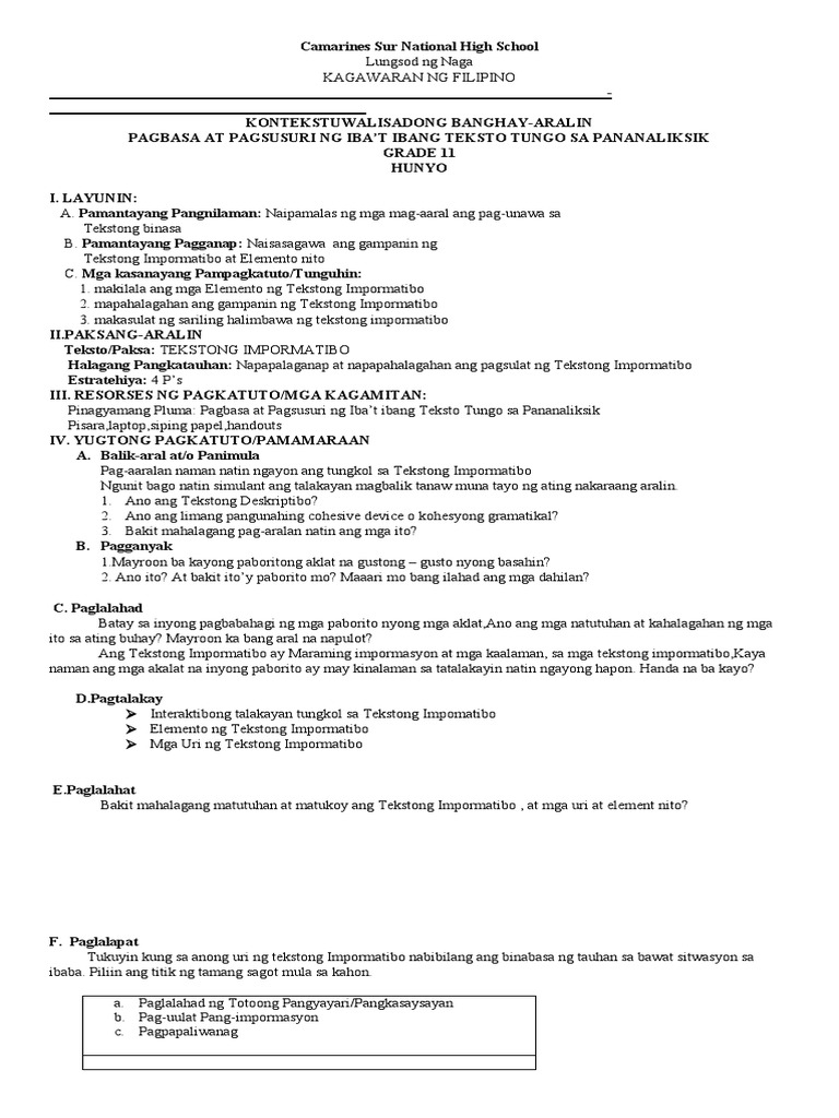 Kaye Cot Lesson Plan | PDF