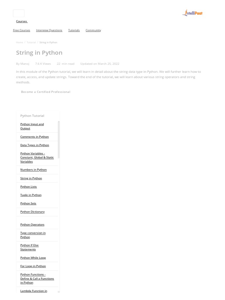 14.string in Python - Python String Functions | PDF | String (Computer ...