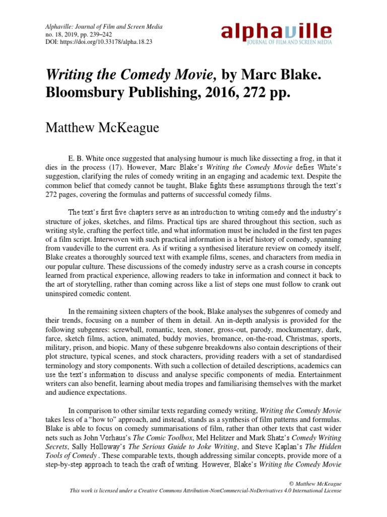 Writing The Comedy Movie by Marc Blake | PDF | Comedy