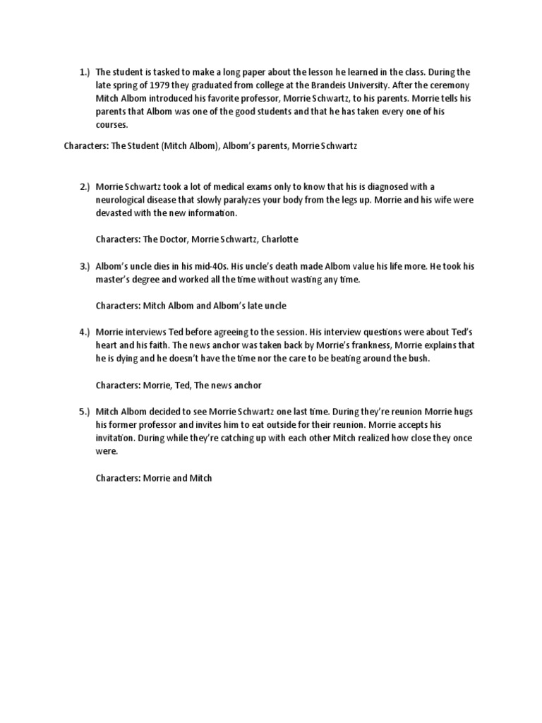Chapter Summaries of Tuesdays with Morrie | PDF | Social Science ...