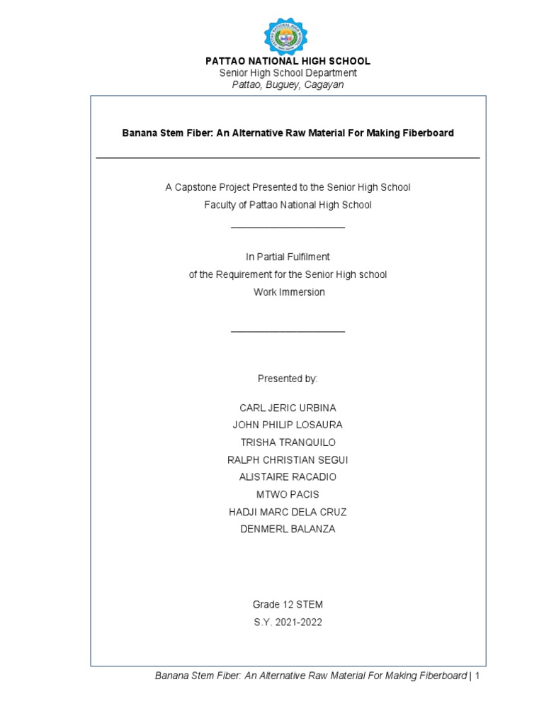CAPSTONE RESEARCH NM2wtl3 | PDF | Fibers | Banana