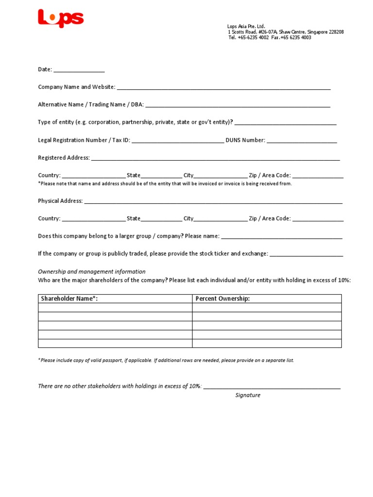 Lops Asia Kyc Form V3 | PDF | Letter Of Credit | Business