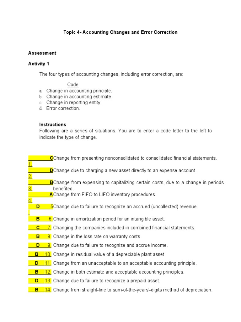 Accounting Changes and Error Corrections | PDF | Debits And Credits ...