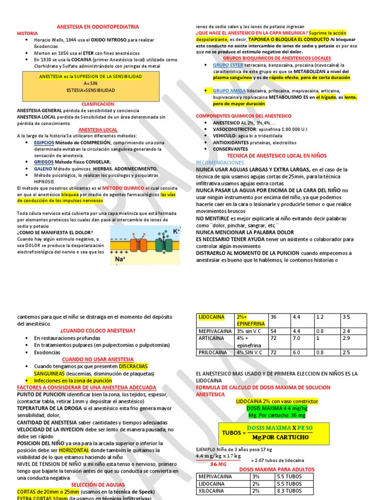 Anestesia en Odontopediatria | PDF | Anestesia | Especialidades Medicas