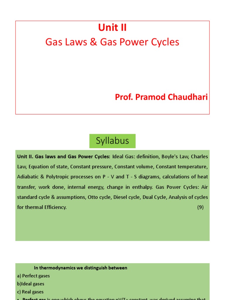 Unit 2 Gas Laws and Power Cycles | PDF | Gases | Diesel Engine