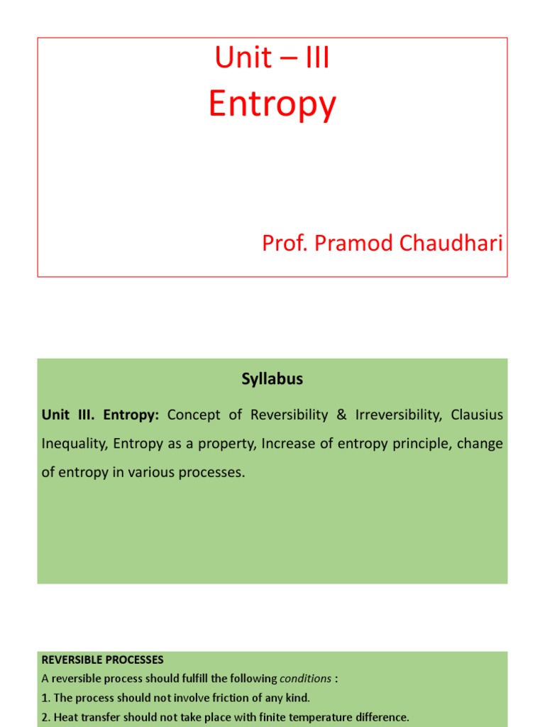 Unit 3 Entropy | PDF | Entropy | Heat
