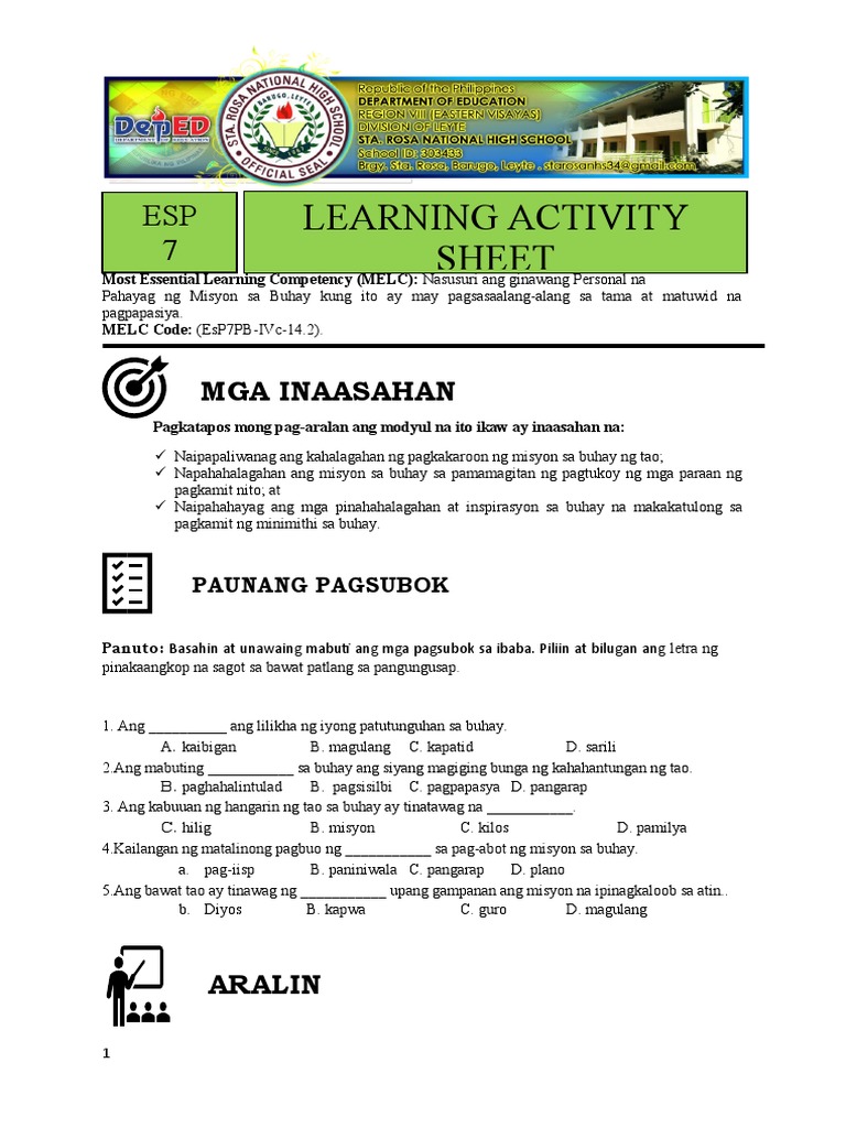 Esp Week 2 QTR 4 | PDF