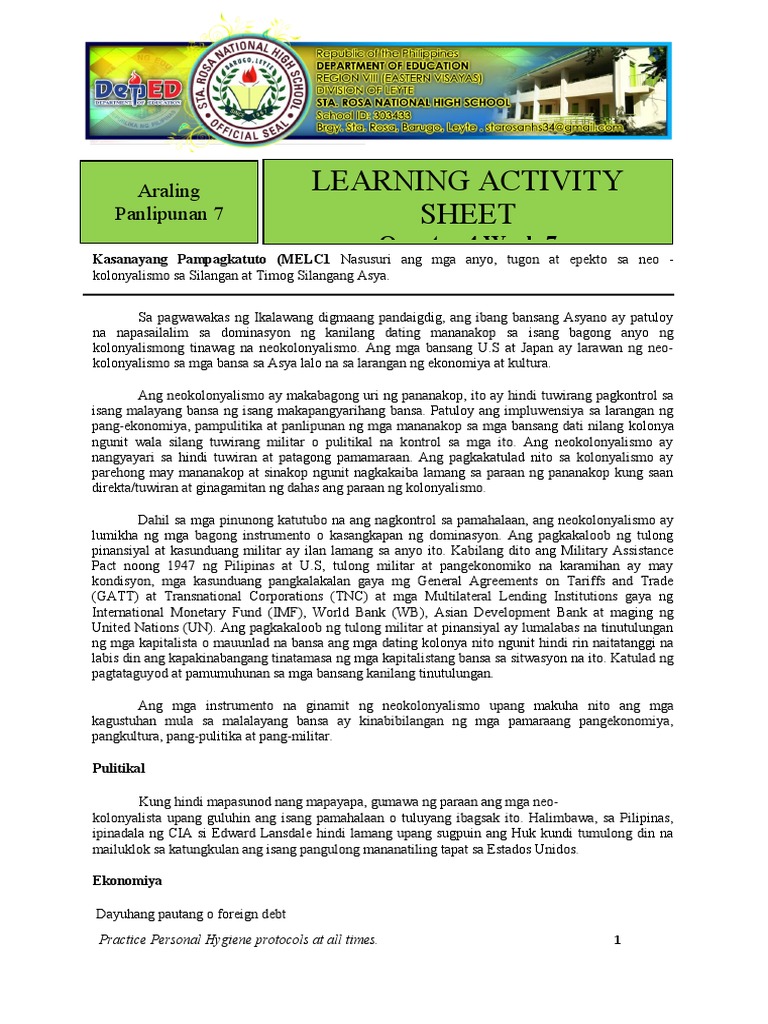 Ap7 Week 7 QTR 4 | PDF