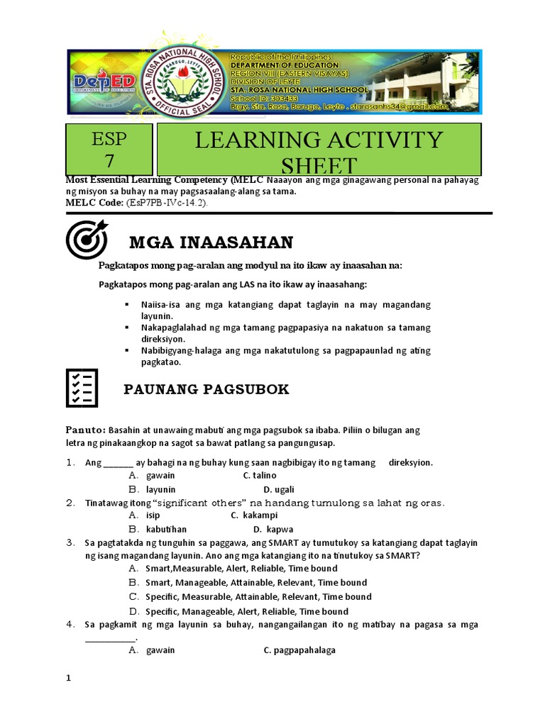Esp Week 3 QTR 4 | PDF