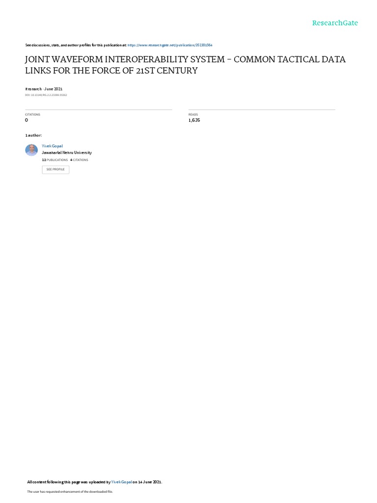 Joint Waveform Interoperability System - Common Tactical Data Links For The Force of 21St ...