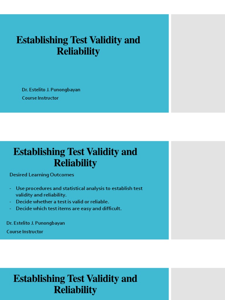 Establishing Test Validity and Reliability | PDF | Validity (Statistics ...